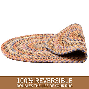 Super Area Rugs Premium Wool Braided Rug - Soft & Reversible Woven Rug- Made in USA - Neutral Rug, 4' X 4' Round