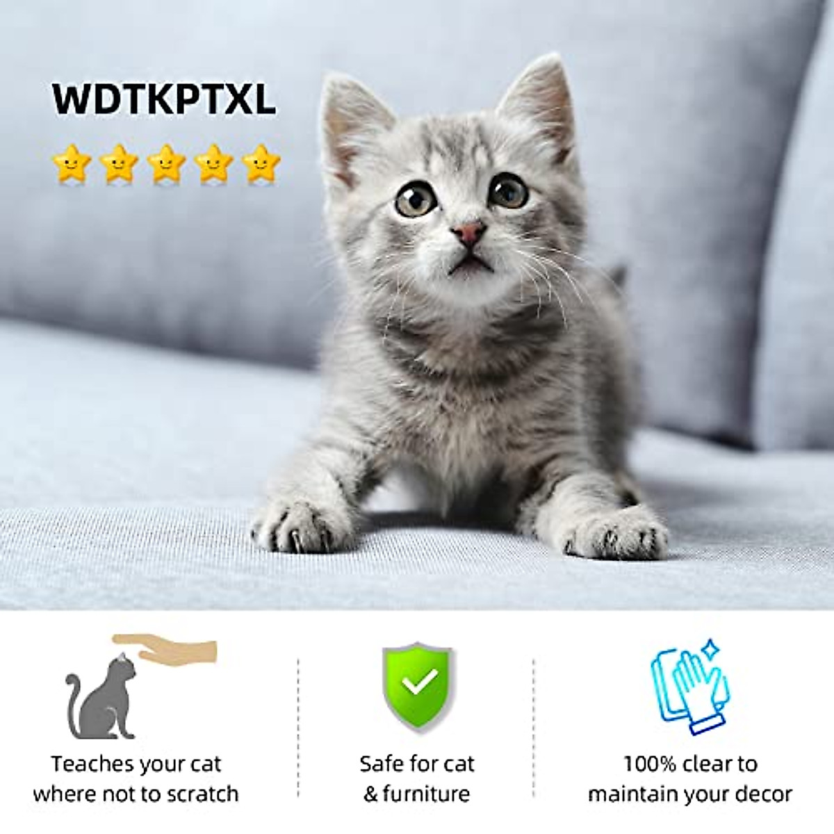 WDTKPTXL Cat Training Tape 3 Inches X 30 Yards Cat Scratch Deterrent Clear Double Sided Anti Cat Scratch Furniture Protector Couch Protector for Cats