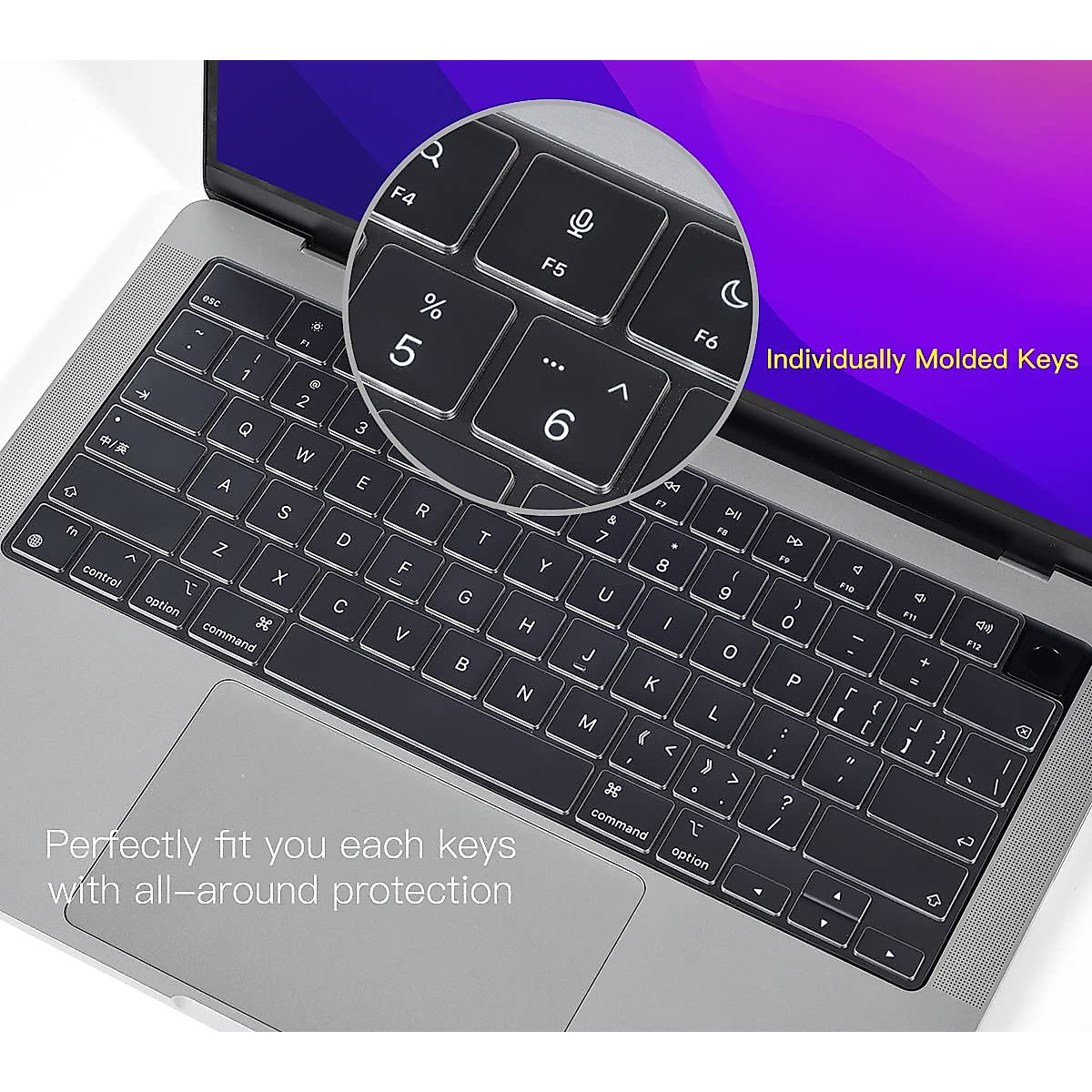 CaseBuy Premium Keyboard Cover for M2 M3 MacBook Air 15 inch A2941 A3114, M2 M3 MacBook Air 13.6" A2681 A3113, 2024 2023 2022 2021 MacBook Pro 14" 16" M4 M3 M2 M1 Chip Pro/Max, US ANSI Layout