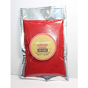 IS4A India Pure Dark Red Kumkum | Kum Kum | Bindi Powder | Sindoor Powder | Powder for Pooja and Other Hindu Rituals 1.7 OZ ( 50g)