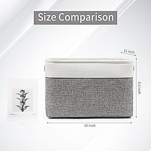 Bagnizer Fabric Storage Bin with Lids 14.6 x 9.5 x 9.5” [4 pack] + Linen Storage Basket 15 x 11 x 9.5” [3 pack] (White&Grey)