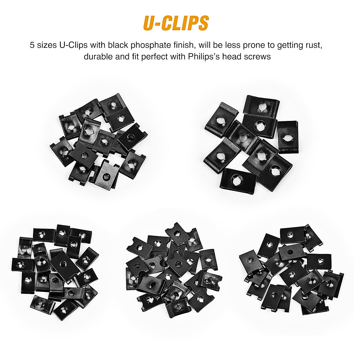 GOOACC 170Pcs Car U-Clip and Screw Assortment Kit 9 Different Sizes Automotive U Nut and Screw Clip Replacement Parts for Dash Door Panel Interior