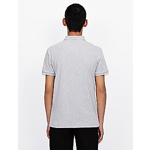 A|X ARMANI EXCHANGE Men's Logo Zip Jersey Polo, Heather Grey B09b, X-Large