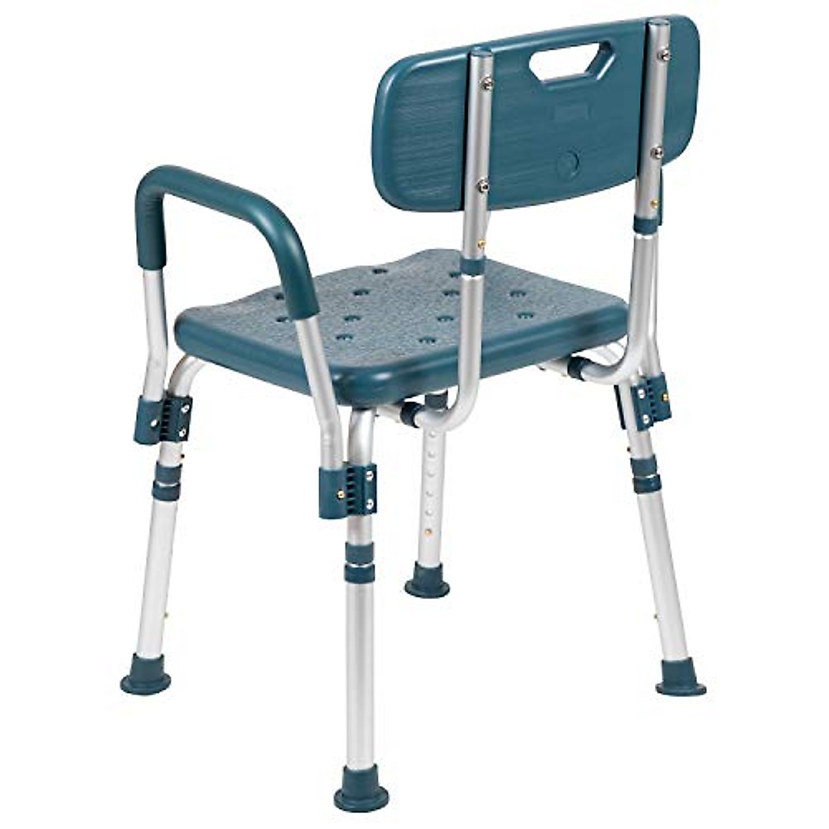 Flash Furniture HERCULES Series 300 Lb. Capacity Adjustable Navy Bath & Shower Chair with Quick Release Back & Arms