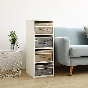 YueYue Linen Collapsible Storage Bins With Lids，Foldable Fabric Storage Bins Boxes，Storage boxes with lids Closet Bin（2 Pack Orange，13in/13in/13in