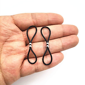 Adjustable Silicone Ring Bands At Both Ends Rubber Loop For Non Piercing Nipple Chain Body Jewelry-black,12pcs