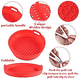 8.5 Inch Air Fryer Liners, Reusable Silicone Air Fryer Tray Collapsible Round Air Fryer Silicone Basket (For 5 QT to 8 QT)