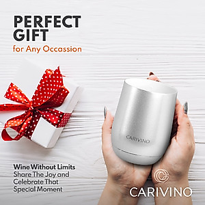 CARIVINO Luxury Wine Tumbler with Ceramic Interior, Genuine Cork Base & Tritan Lid, Advanced Vacuum Insulated Stainless Steel with Copper Coating and Premium Metallic/Pearl Finish, 12oz, Platinum