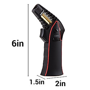 TriGear Professional Aluminum Culinary Refillable Adjustable Butane Torch Lighter for Cooking Soldering and Welding