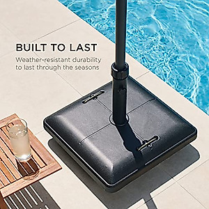 Best Choice Products 81-Pound Heavy Duty Square Concrete Rolling Outdoor Patio Umbrella Base Stand w/Locking Wheels, Handles