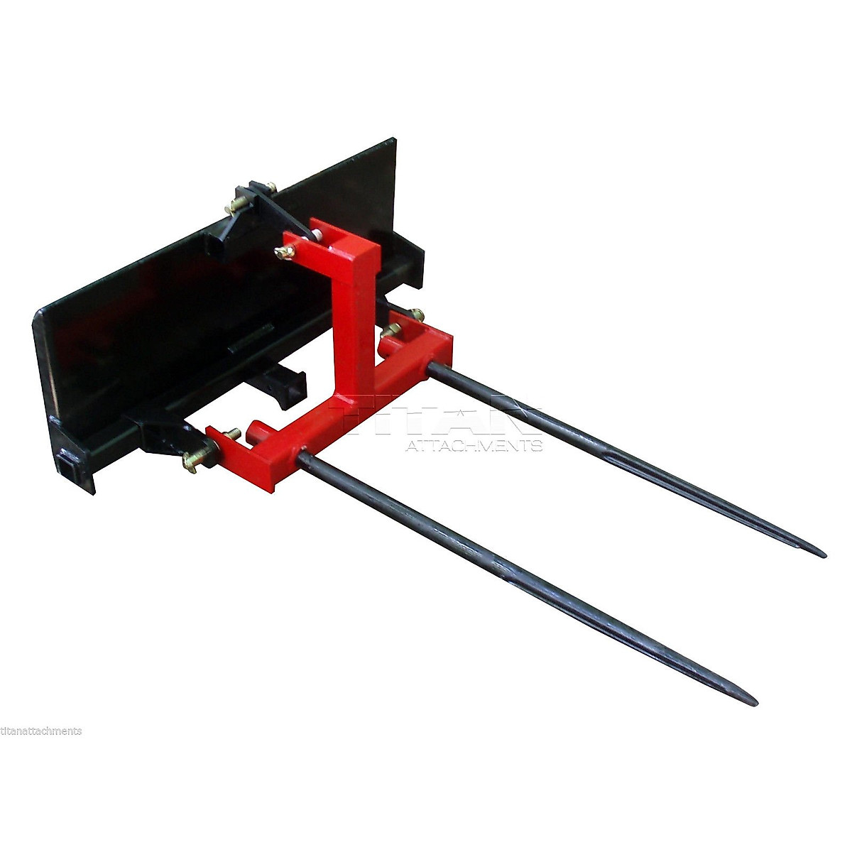 Titan Attachments 3 Point Attachment Adapter for Universal Skid Steers Quick Tach Equipment, Connects 3 Point Attachment to Cat 1 Implements, Black Finish, 2" Receiver Hitch