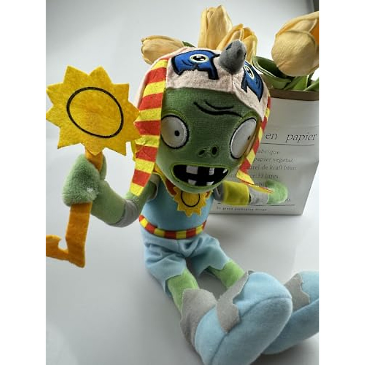 JHESAO 12" Plants and Zombies Plush RA Zombie Toys PVZ Plushies 1 2 Stuffed Soft Doll Sun Zombie Toy