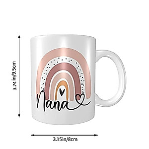 Wisedeal Nana Mug, Nana Gifts From Grandkids, Nana Coffee Mug, Nana Birthday Gifts For Nana Mug, Christmas Gifts From Granddaughter Grandson, Rainbow Mug Gifts For Grandma, Ceramic White 11 Oz