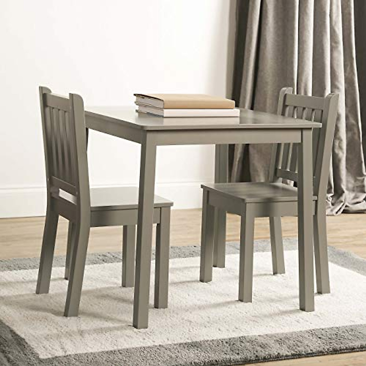 Humble Crew Supersized Wood Toy Storage Organizer, Extra Large, Grey/White & Grey Kids Wood Table and 2 Chairs Set, Square