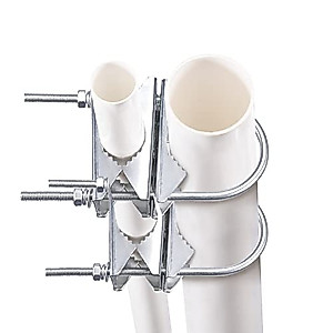 Eightwood Double Antenna Mast Clamp V-Jaw Bracket U Bolts Pipe Mounting Hardware 2 Sets for Yagi WiFi Antenna, TV Antenna, CB Ham Antenna, Lora Antenna