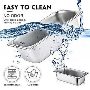 10 Pack Hotel Pans Stainless Steel Steam Table Pan 1/3 Size, 0.8 mm Thick Steam Pan Anti Jam Warming Pans for Food Warmer Restaurant Catering Supplies, 12.8 x 6.9 Inch (Standard,4 Inch Deep)