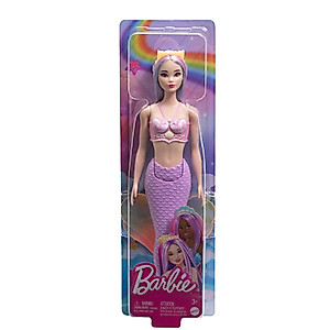 Barbie Mermaid Doll with Pink & Lilac Fantasy Hair & Headband Accessory, Toy with Shell-Inspired Bodice & Lavender Tail