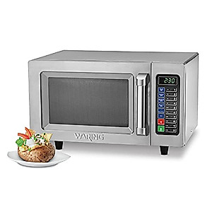 Waring Commercial WMO90 Medium Duty Microwave Oven, 0.9 Cubic Feet, 10 Programmable Memory Settings, 5 Power Levels, Stainless Steel Construction, 120V, 1000W, 5-15 Phase Plug