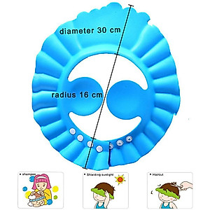 FEBSNOW Baby Shower Cap Bathing Cap - 2 Pcs Soft Adjustable Visor Hat Safe Shampoo Shower Bathing Protection Bath Cap for Toddler, Baby, Kids, Children