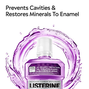 Listerine Total Care Anticavity Fluoride Mouthwash, 6 Benefits in 1 Oral Rinse Helps Kill 99% of Bad Breath Germs, Prevents Cavities, Strengthens Teeth, ADA-Accepted, Fresh Mint, 1 L
