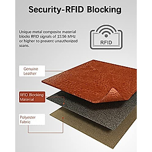 BOSTANTEN Womens Leather Wallets RFID Blocking Large Capacity Credit Cards Holder Phone Clutch Brown Orange