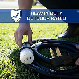 DuroMax XP5015GC 50-Amp 15-Foot 6-Gauge 14-50 CS6364 Heavy Duty Generator Cord for Home Power Backup, Black