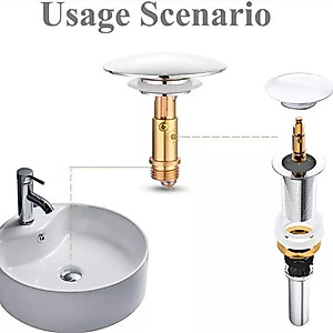 2PCS Replacement Basin Bath Waste Easy Pop Up Click Clack Plug Bolt Spring Brass Replacement for Most Sink Barth Tub Basin Drain Stopper, Spring Mechanism