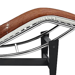 HuPoFun Le Corbusier Style LC4 Chaise Lounge Chair Reproduction - Brown & White Pony Leather