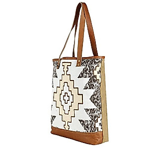 KPL Sel De Mer Upcycled Canvas and leather Hand Bag Cowhide Tote Bag shopping bag carry on leather bag