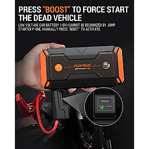 Powrun P-ONE Jump Starter, 2000A Portable Jump Box - Car Jump Starter Battery Pack for up to 8.0L Gas and 6.5L Diesel Engines, 12V Battery Jump Starter with Carry Case (Orange)