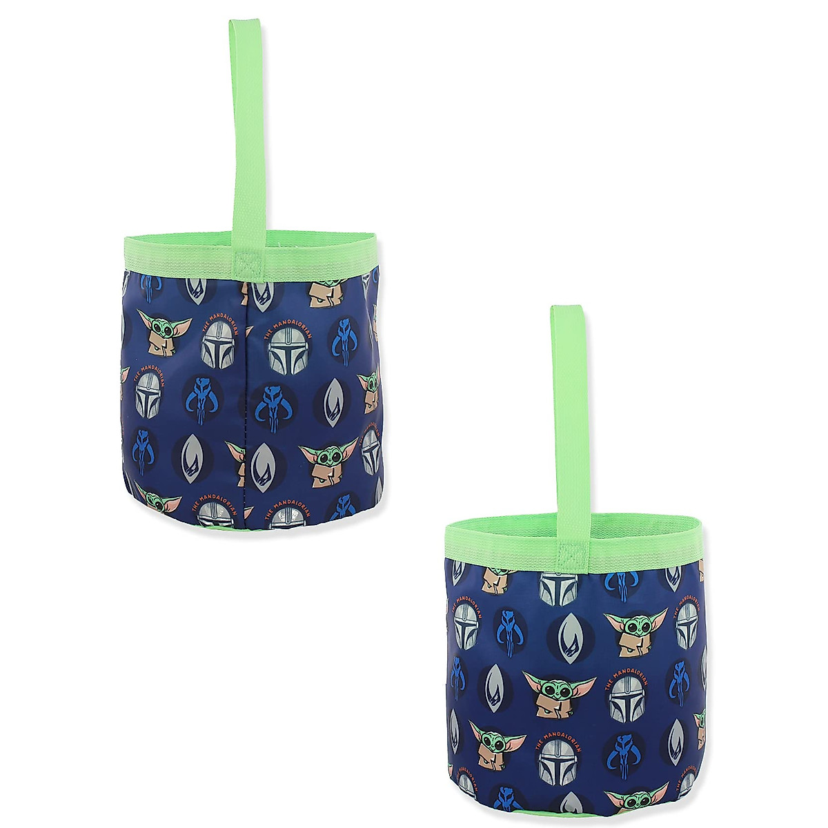 Disney Star Wars Mandalorian Yoda Collapsible Nylon Basket Bucket Tote Bag (One Size, Blue)