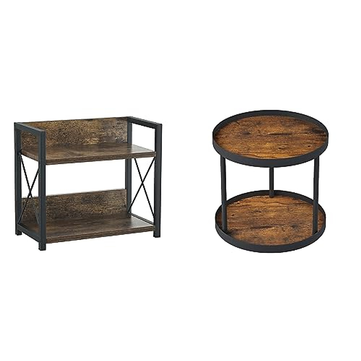 Giikin Countertop Shelf Organizer, 2 Tier Kitchen Spice Rack Organizer, 2 Tier Lazy Susan Organizer, 2 Tier Spice Turntable Organizer(Rustic Brown)