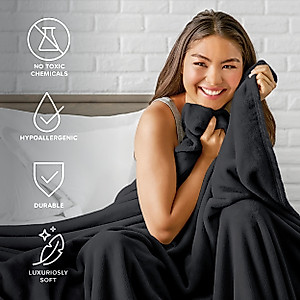 Bare Home Fleece Blanket - Twin/Twin Extra Long Blanket - Black - Lightweight Blanket for Bed, Sofa, Couch, Camping, and Travel - Microplush - Ultra Soft Warm Blanket (Twin/Twin XL, Black)