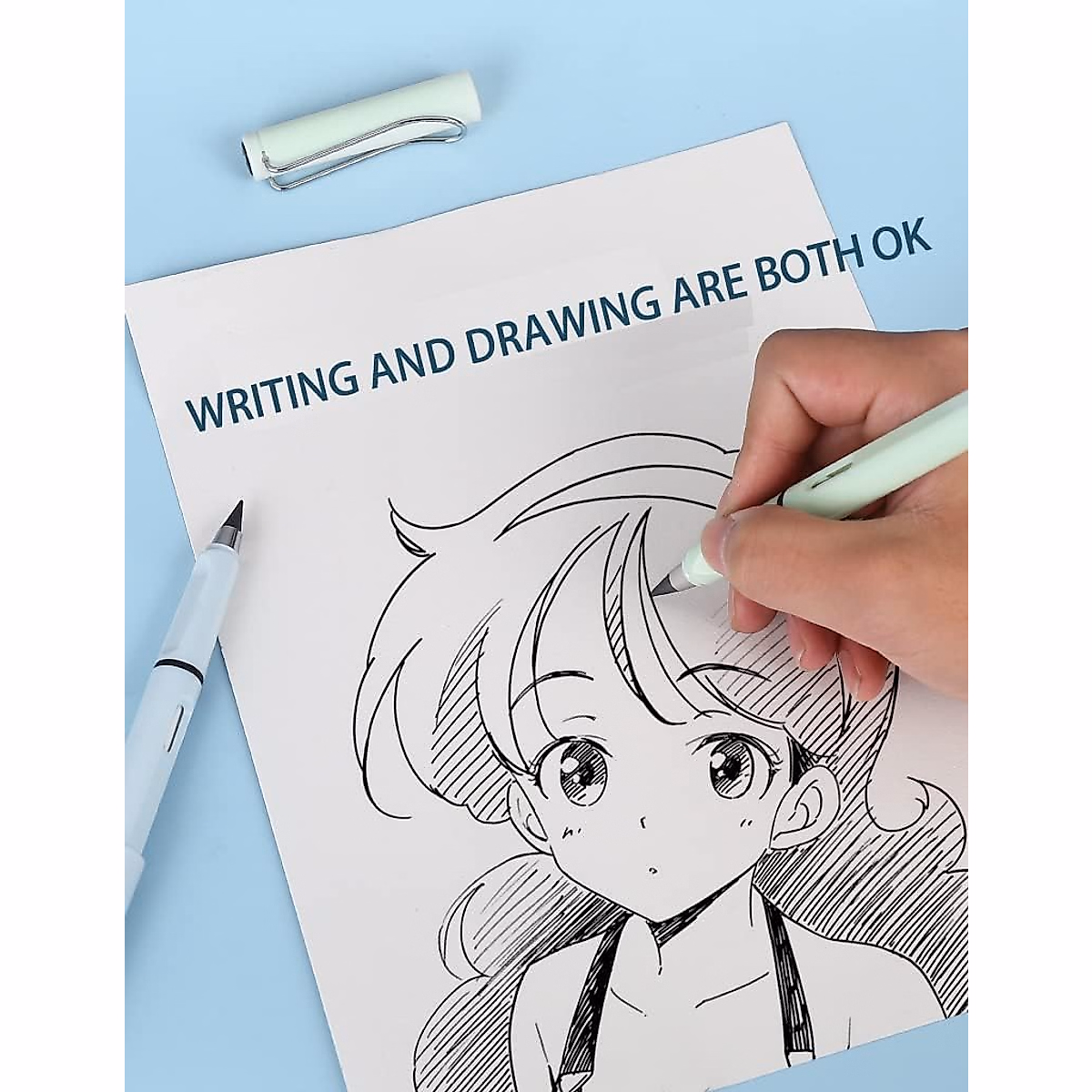 Homiimart New Unlimited Writing Eternal Pencil Creative No Ink Refill Replaceable Nib Erasable Pen No Need Sharpen Kid School Supplies Stationery Art Painting Sketch (Black)