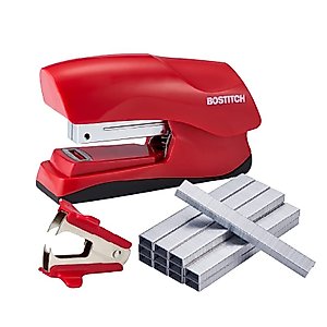 Bostitch Office Heavy Duty 40 Sheet Stapler with 1250 Staples & Claw Remover, Small Stapler Size, Fits into The Palm of Your Hand, Value Pack, Red (B175-RED-VP)