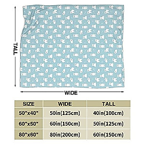 Perinsto Cute Cartoon Polar Bear Throw Blanket Ultra Soft Warm All Season Decorative Fleece Blankets for Bed Chair Car Sofa Couch Bedroom 50" X 40"