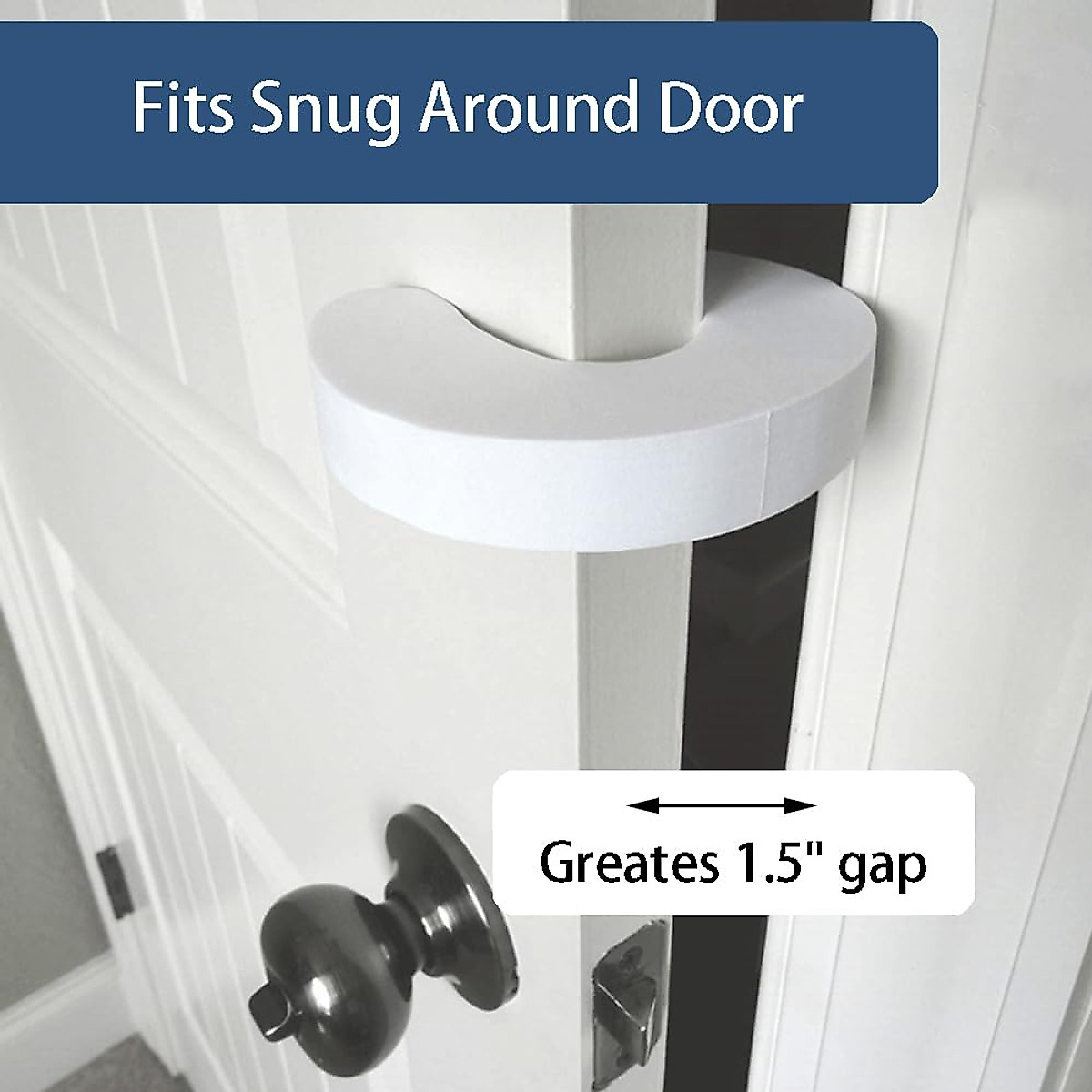 Finger Pinch Guard(6pack) Buddy Baby Proofing Doors Foam Door Stopper Prevents Fingers Injuries Baby or Pet from Getting Locked in Room Child Safety（White）