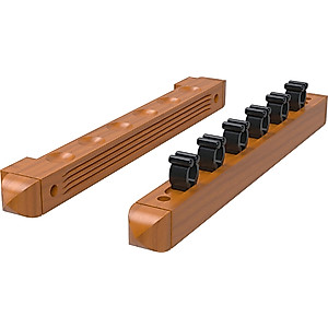 Fat Cat 2-Piece Wall Mounted Hardwood Billiard/Pool Cue Rack, Holds 6 Cues