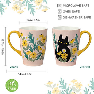 NymphFable Cat Mug Large Ceramic Coffee Mug with Handle 100% Hand Painted Christmas Gift 600ml/20oz