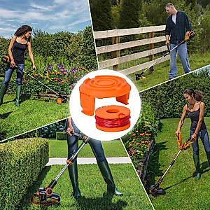 Generep Weed Eater String Replacement Trimmer Line for Worx WA0010 WG180 WG163 Spools,10 ft/0.065 Inch Trimmer String Refills Parts,WA6531 GT Spools Cap Cover(8 Spools, 2 Caps)