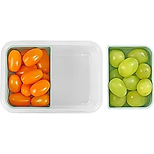 carrotez Food Storage Containers 2 Compartment, Meal Prep Container, Lunch Containers, Portion Control Container, BPA Free, Airtight Lids, Reusable, Snack Containers, 2 Cup (480ml)