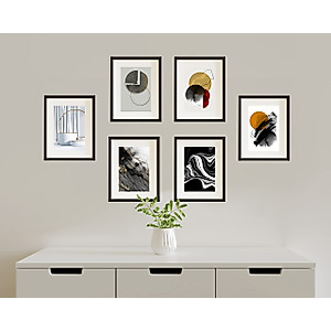 PEALSN 8x10 Picture Frame Set of 2, Made of High Definition Real Glass, Display 5x7 with Mat or 8x10 Without Mat, Photo Frames for Wall Mounting or Table Top Display, Black