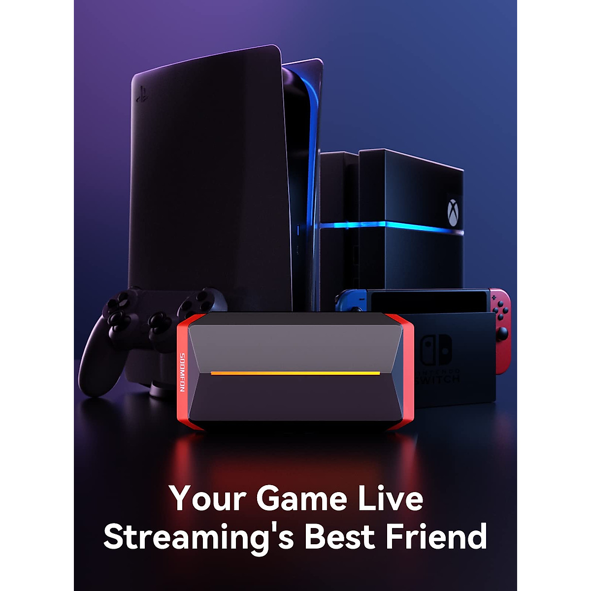 Video Capture Card - SOOMFOM Dual HDMI Input Game Capture Card with 1080P60 HDMI Loop-Out, Stream and Record at 1080P 60fps for Live Streaming, Conference and More