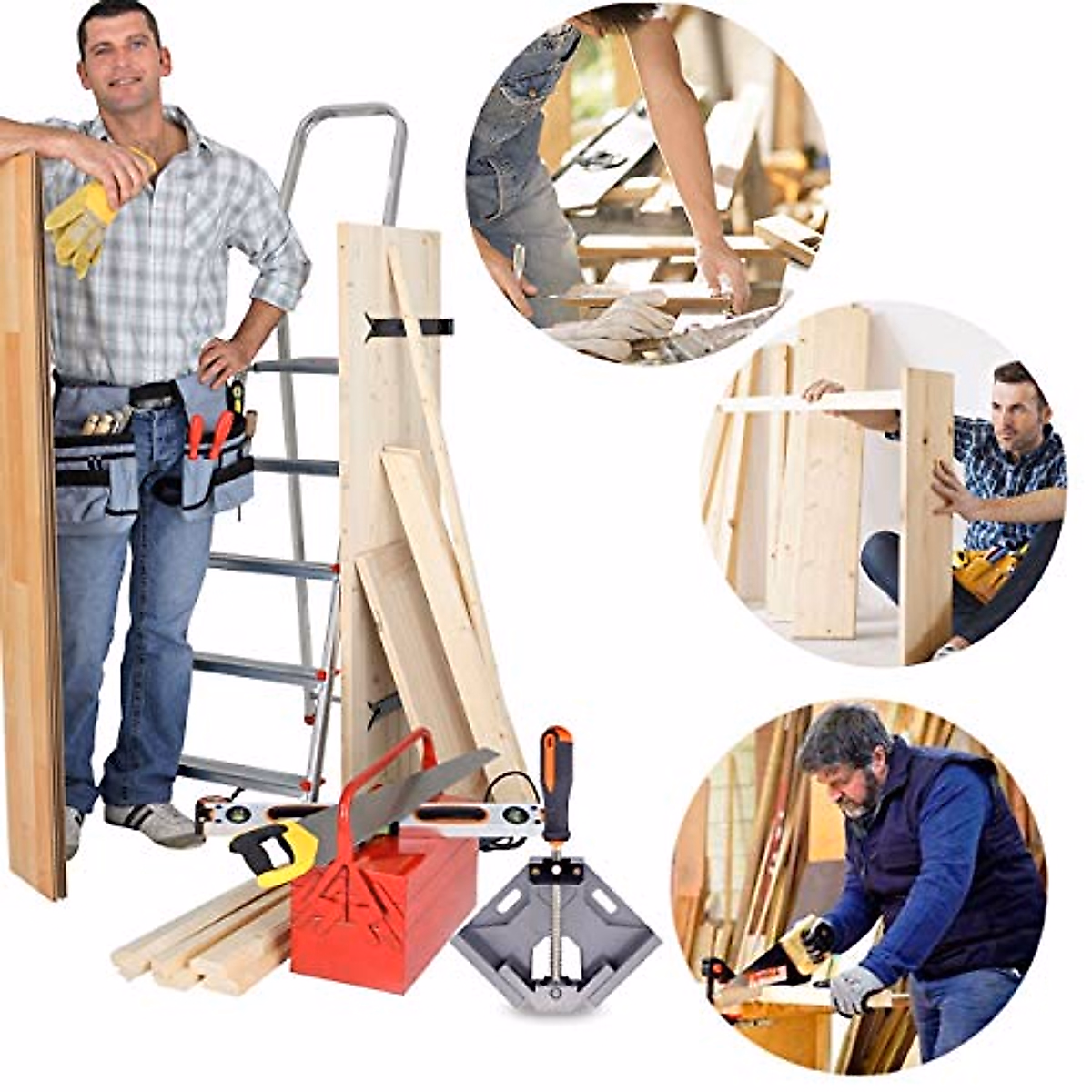 WEICHUAN Aluminum Alloy Right Angle Clamp 90 Degree Angle Clamp Corner Clamp Right Angle Vise Adjustable Frame Clamp With Adjustable Swing Jaw for DIY Woodworking(Pack of 1)