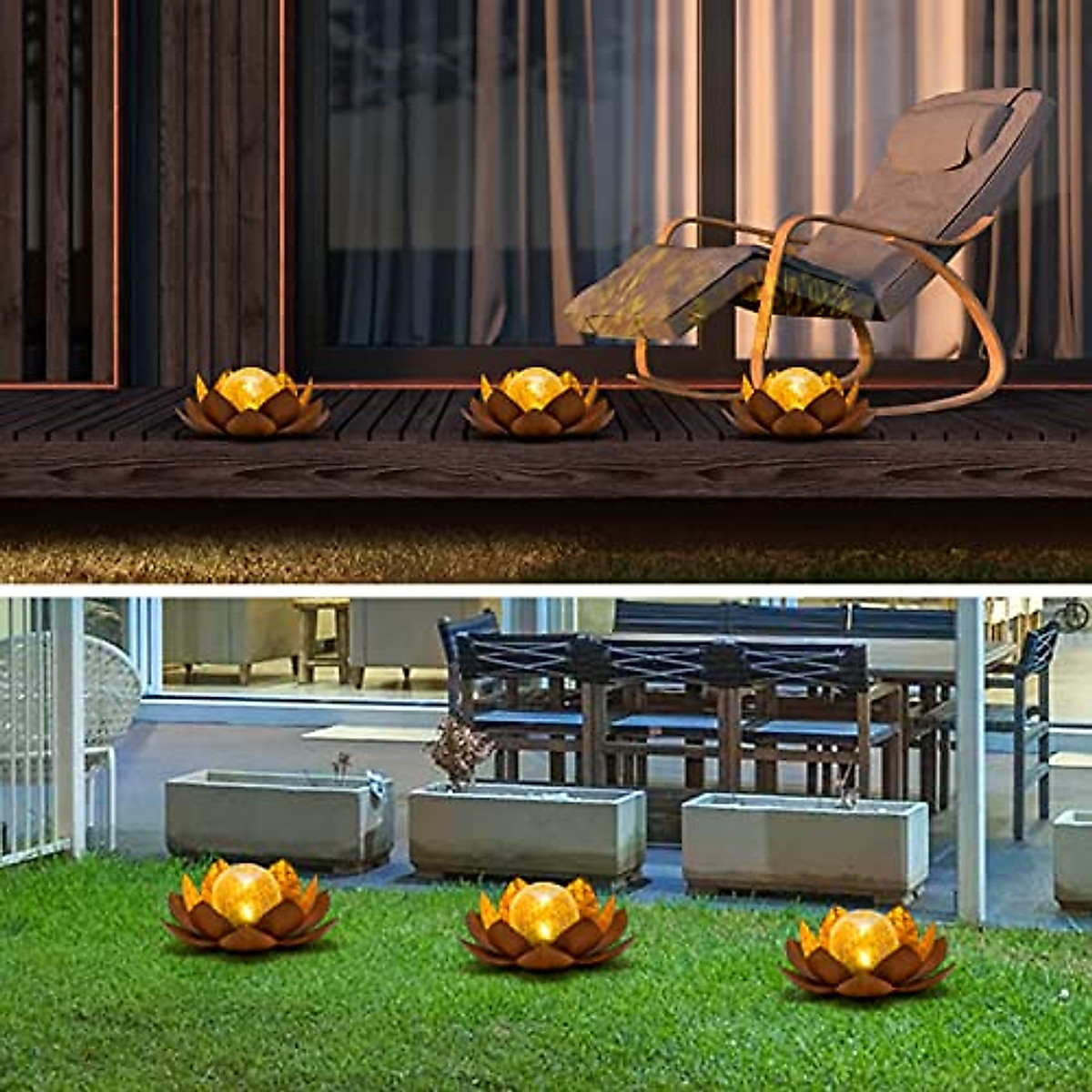 Huaxu Solar Garden Lights Outdoor Decorative - Bright Lotus Flower Table Lamp, Waterproof Solar Lights for Patio Pathway Yard Balcony Outside Decor