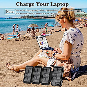 Solar Charger Power Bank with 4 Solar Panels, 26800mAh Portable Solar Charger USB-C PD 18W Fast Charging with Camping Light SOS Flashlight, Compass/Carabiner, Solar Battery Bank for Outdoor