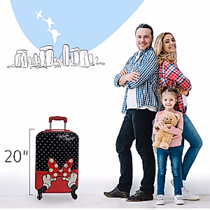 Fast Forward Minnie Mouse Luggage Hard Side Tween Spinner Rolling Suitcase for Kids Carry-On Travel Trolley - 21 Inch