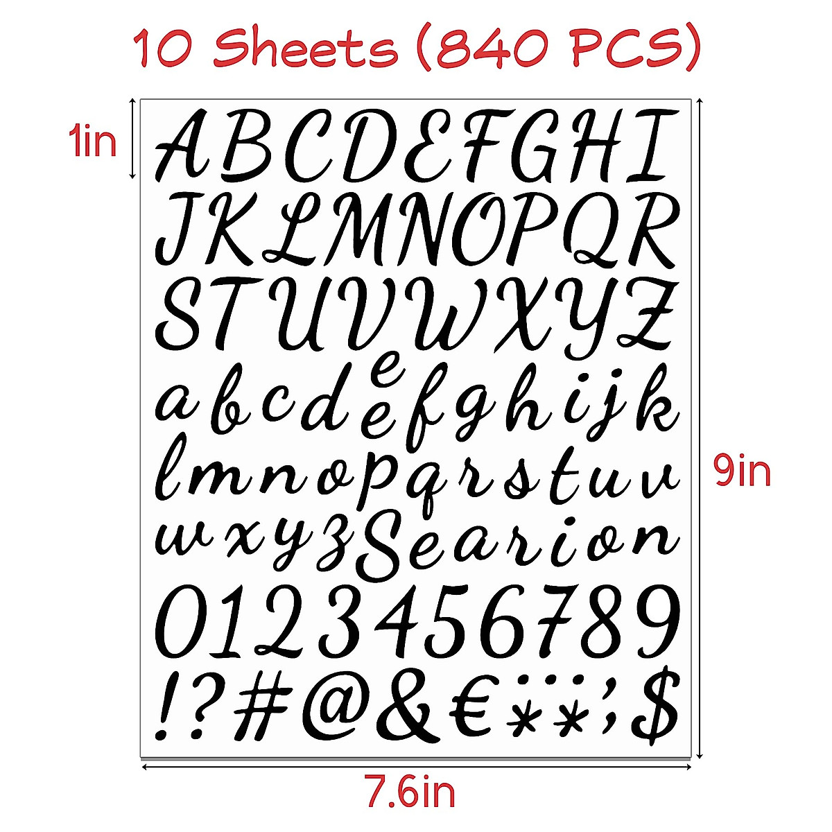 10 Sheets 840 Pcs Black Vinyl Self Adhesive Letter Stickers Alphabet Sticker DIY Number Letter Decal Outdoor Mailbox Letters Sticky Letters for Water Bottles Crafts Kitchen Signs Grad Cap Poster Board