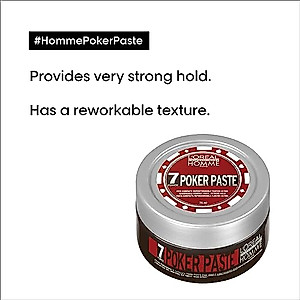 L'Oreal Professionnel Men’s Styling Poker Paste | Provides Extreme Hold | Matte Finish | For All Hair Types | 2.5 Fl. Oz.