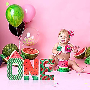 Distaratie Watermelon One Letter Sign-Red One in a Melon Cake Smash Photo Prop Watermelon First Birthday Party Decorations Large Freestanding Paper Mache 1 Year Old Number Sign